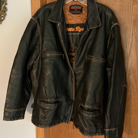 bomb boogie | Jackets & Coats | Vintage Bomb Boogie Sky Leather Biker ...